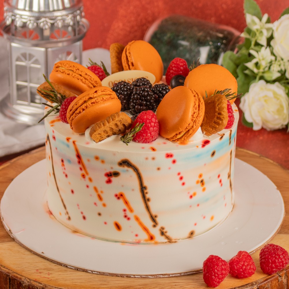 Indulge in Elegance – Order Your White Forest Macaron Cake Now!